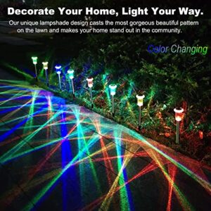 LIANGLOME Solar Lights Outdoor Pathway - 8 Pack Solar Lights Outdoor Waterproof Stainless Steel Solar Garden Lights for Landscape Patio Lawn Yard Driveway-Color Changing