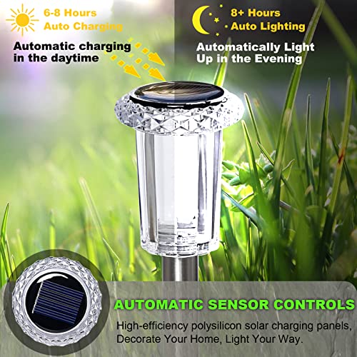 LIANGLOME Solar Lights Outdoor Pathway - 8 Pack Solar Lights Outdoor Waterproof Stainless Steel Solar Garden Lights for Landscape Patio Lawn Yard Driveway-Color Changing