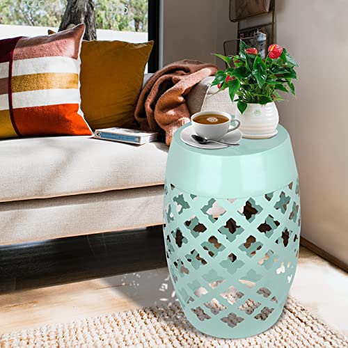 Vipush Outdoor Lace Cut Iron Side Table,Patio Garden Stool Coffee End Table Nightstand for Small Spaces,Living Room,Front Porch,Poolside,Green