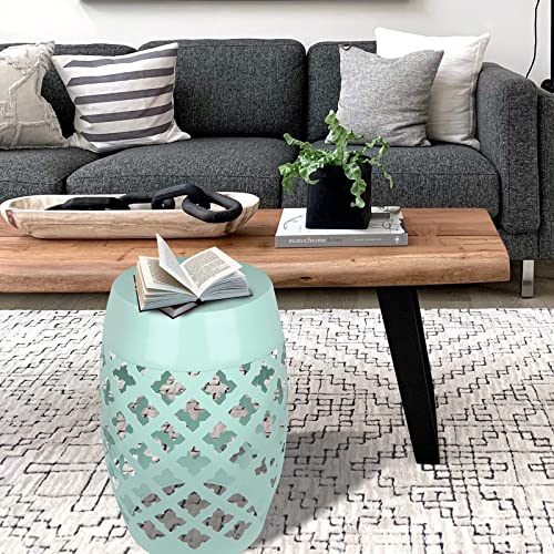 Vipush Outdoor Lace Cut Iron Side Table,Patio Garden Stool Coffee End Table Nightstand for Small Spaces,Living Room,Front Porch,Poolside,Green