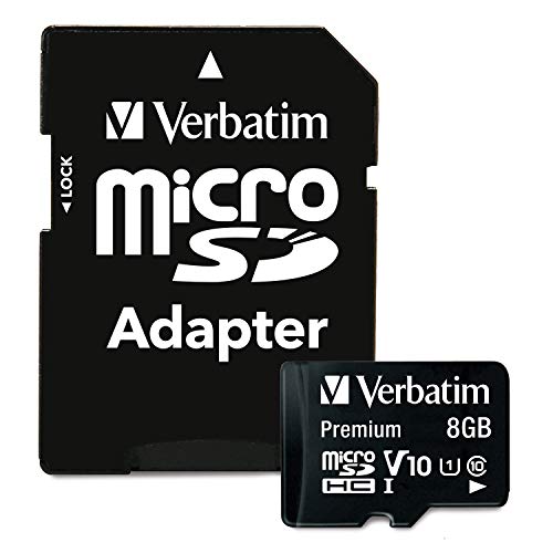 Verbatim 8GB Premium microSDHC Memory Card with Adapter, UHS-I Class 10 - 44081