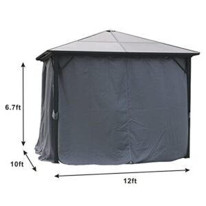 Garden lucky 10'x12' Replacement Gazebo Curtains 4 Panels for Patio Garden Backyard Gery,Only Curtains