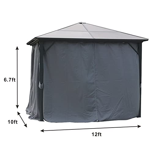 Garden lucky 10'x12' Replacement Gazebo Curtains 4 Panels for Patio Garden Backyard Gery,Only Curtains