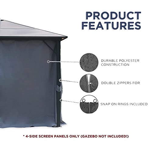 Garden lucky 10'x12' Replacement Gazebo Curtains 4 Panels for Patio Garden Backyard Gery,Only Curtains