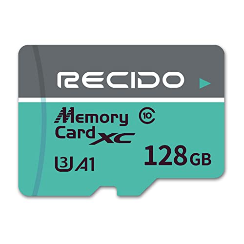 RECIDO 128GB TF Card,Mini SD Card,4K UHD,Full HD,U3,Class10,A1,High Speed Transfer TF Memory Card for Dash Cams,Phone,Drone,Tablet and PC