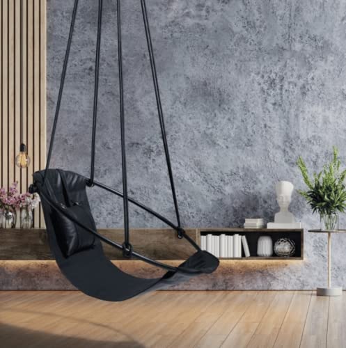 Mern Living Hanging Chair - Handmade Modern Hammock Chair, Hanging Chair for Bedroom, Indoor & Outdoor Patio Swing, Steel & Double Layer Faux Leather, Easy 3-Step Setup 275 lbs Capacity |