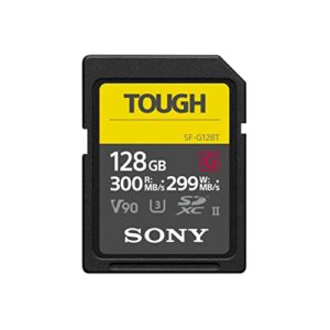 sony tough-g series sdxc uhs-ii card 128gb, v90, cl10, u3, max r300mb/s, w299mb/s (sf-g128t/t1)