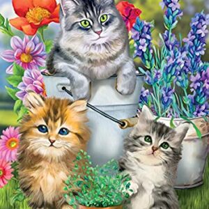 Garden Cats Spring Garden Flag 12.5 x 18 Kittens Floral Bucket Briarwood Lane