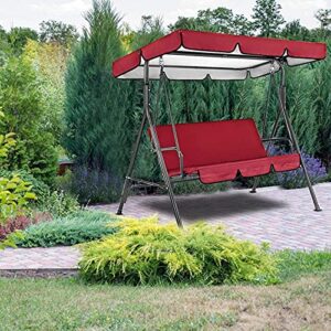 Patio Swing Cushion Cover Replacement Waterproof Outdoor Swing Seat Cover 3 Seater Dustproof Protective Covers Porch Swing Cushion Cover for 3 Seat Garden Swing Chair Cushions,Red,98*73*6in