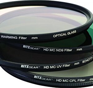 Ritz Gear™ 40.5mm Premium HD MC Super Slim Lens Filter Set (UV, CPL, ND9, Warming) with Schott Optical Glass