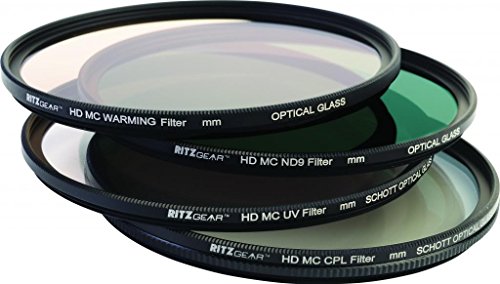 Ritz Gear™ 40.5mm Premium HD MC Super Slim Lens Filter Set (UV, CPL, ND9, Warming) with Schott Optical Glass