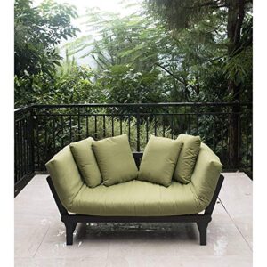 outdoor futon convertible sofa daybed deep seating adjustable patio furniture (green)