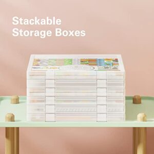 iBune 4 Pack 12x12 Paper Storage, Scrapbook Storage Box for 12" x 12" Paper, Portable Slim Project Case Plastic Craft Paper Storage Box, Inner Size 12.2 x 12.2 x 0.85 in