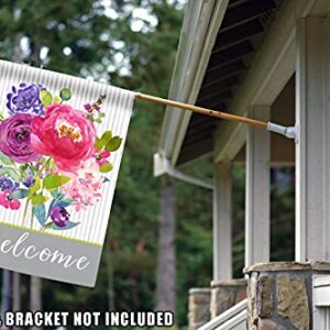 Toland Home Garden 1012531 Painted Petals Welcome Spring Flag 28x40 Inch Double Sided Spring Garden Flag for Outdoor House Flower Flag Yard Decoration