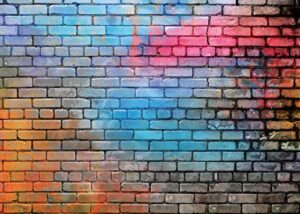 aiikes 7x5ft colorful brick wall photo backdrop 80’s hip hop disco baby birthday wedding graduation themed party photography background fashion decor studio photo booth 11-502