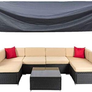 Patio Furniture Set Cover Outdoor Sectional Sofa Set Covers Waterproof Outdoor Dining Table Chair Set Cover Heavy Duty 128" L x 83" W x 28" H