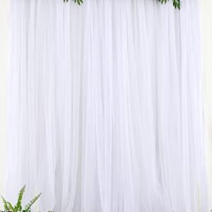 White Tulle Backdrop Curtains for Baby Shower Parties Wedding,3 Layer Sheer Photo Drape Backdrop for Photography Props 5 ft X 7 ft