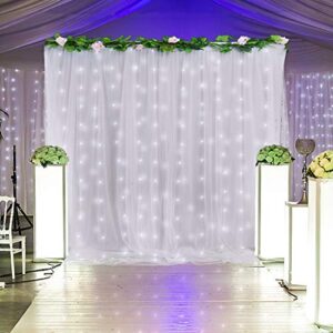 White Tulle Backdrop Curtains for Baby Shower Parties Wedding,3 Layer Sheer Photo Drape Backdrop for Photography Props 5 ft X 7 ft