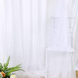 White Tulle Backdrop Curtains for Baby Shower Parties Wedding,3 Layer Sheer Photo Drape Backdrop for Photography Props 5 ft X 7 ft