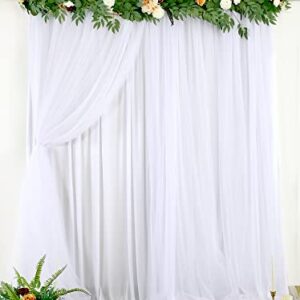 White Tulle Backdrop Curtains for Baby Shower Parties Wedding,3 Layer Sheer Photo Drape Backdrop for Photography Props 5 ft X 7 ft