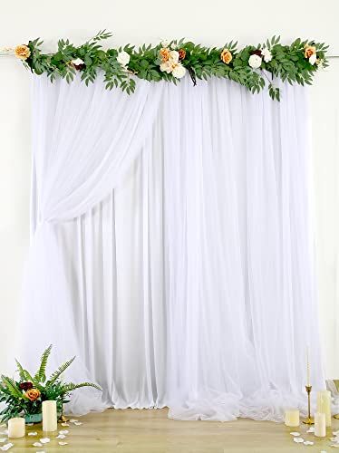 White Tulle Backdrop Curtains for Baby Shower Parties Wedding,3 Layer Sheer Photo Drape Backdrop for Photography Props 5 ft X 7 ft