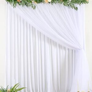 White Tulle Backdrop Curtains for Baby Shower Parties Wedding,3 Layer Sheer Photo Drape Backdrop for Photography Props 5 ft X 7 ft