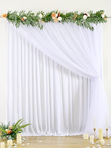 White Tulle Backdrop Curtains for Baby Shower Parties Wedding,3 Layer Sheer Photo Drape Backdrop for Photography Props 5 ft X 7 ft