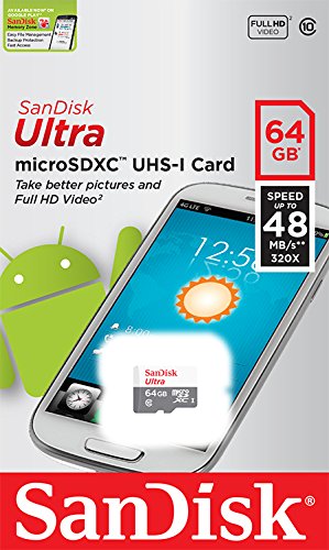 SanDisk Ultra 64 GB Micro SDHC/Micro SDXC UHS-I Card Up to 48MB/s (SDSQUNB-064G-GN3MN)