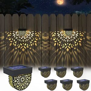 ekq solar fence lights 6 pack solar deck lights outdoor waterproof led solar powered step lights wall lights outdoor decorations warm yellow light decorative lighting for garden, front door, backyard