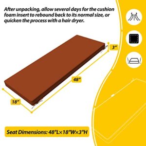 AAAAAcessories Outdoor/Indoor Bench Cushion for Patio Furniture Bench/Swing/Settee, 48 x 18 x 3 Inch, Rust