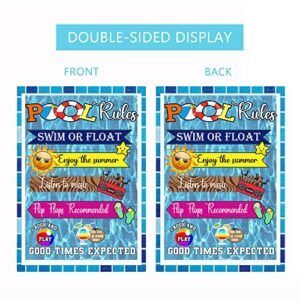 Pool Rules Signs Summer Garden Flag Double Sided Swim Or Float Burlap Yard Flag, Seasonal Outdoor Farmhouse Rustic Yard Home Decoration 12.5 x 18 Inch