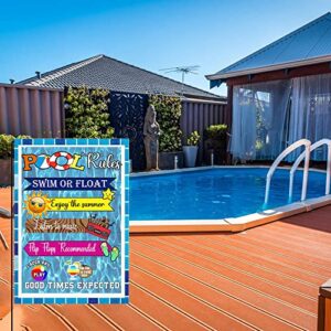 Pool Rules Signs Summer Garden Flag Double Sided Swim Or Float Burlap Yard Flag, Seasonal Outdoor Farmhouse Rustic Yard Home Decoration 12.5 x 18 Inch