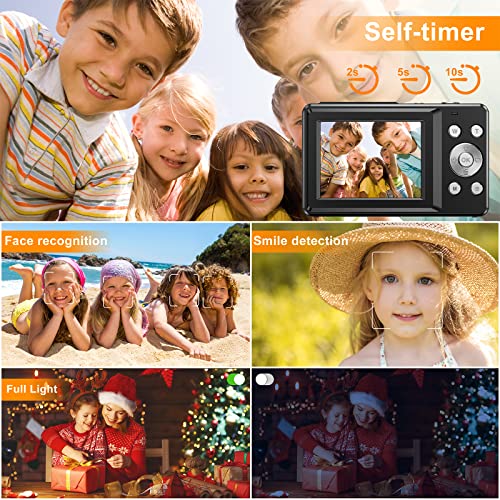 Digital Camera, FHD 1080P Digital Camera for Kids Video Camera with 32GB SD Card 16X Digital Zoom, Compact Point and Shoot Camera Portable Small Camera for Teens Students Boys Girls Seniors(Black)