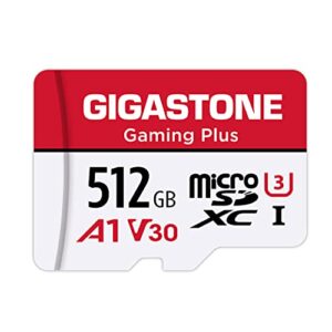 [gigastone] 512gb micro sd card, gaming plus, microsdxc memory card for nintendo-switch, wyze, gopro, dash cam, security camera, 4k video recording, uhs-i a1 u3 v30 c10, up to 100mb/s, with adapter