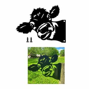 yungeln peeping cow metal art farm garden decor garden fence decoration outdoor decoration for farmhouse,yard,lawn