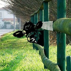 Yungeln Peeping Cow Metal Art Farm Garden Decor Garden Fence Decoration Outdoor Decoration for Farmhouse,Yard,Lawn