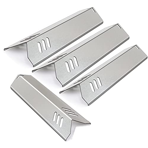 Plowo Stainless Steel Heat Plate Shield Gas Replacement for Dyna-Glo DGF510SBP, Backyard BY13-101-001-13, Uniflame GBC1059WB, BHG Grill Models, 4-Pack BBQ Burner Covers Flame Tamer, 15” x 3 13/16”