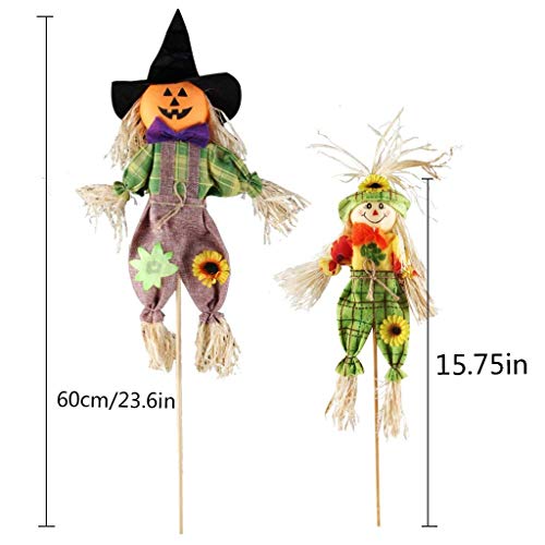 IFOYO Small Fall Harvest Scarecrow Decor, 3 Pack Happy Christmas Decorations 15.75 Inch Scarecrow Christmas Decoration for Garden, Home, Yard, Porch, Thanksgiving Decor