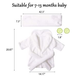 Newborn Photography Prop Bathrobe Baby Photo Props Bathrobe Outfits Infant Bath Robe Bath Towel Sets for Boy Girl Newborn Photography Outfits Spa Salon Baby Photoshoot Props 6-13 Months (Large, White)