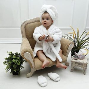 Newborn Photography Prop Bathrobe Baby Photo Props Bathrobe Outfits Infant Bath Robe Bath Towel Sets for Boy Girl Newborn Photography Outfits Spa Salon Baby Photoshoot Props 6-13 Months (Large, White)