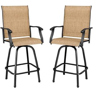 devoko patio bar stools set of 2 all-weather outdoor patio furniture set counter height tall patio swivel chairs for bistro, lawn, garden, backyard