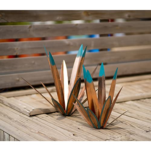 Tequila Rustic Sculpture, 2Pack DIY Rustic Hand Painted Metal Agave, Metal Agave Plant Home Decor, Garden Yard Sculpture Lawn Home Art Decoration Statue, Garden Ornaments Outdoor Decor (Small)