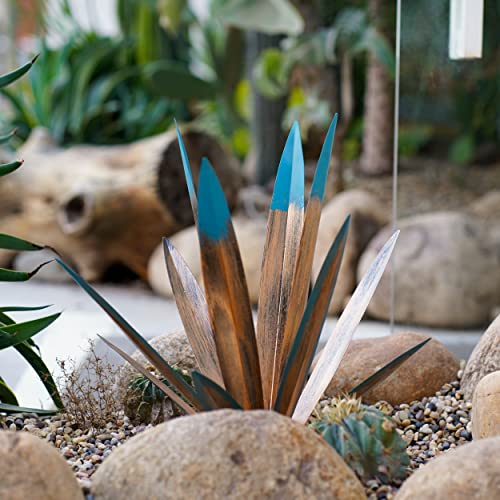 Tequila Rustic Sculpture, 2Pack DIY Rustic Hand Painted Metal Agave, Metal Agave Plant Home Decor, Garden Yard Sculpture Lawn Home Art Decoration Statue, Garden Ornaments Outdoor Decor (Small)