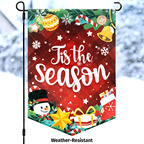 Christmas Garden Flag - Christmas Flags for Outside 12x18 Double Sided - Christmas Flag Weather Resistant - Artist Rendered Christmas Yard Flag- Winter Yard Decorations Holiday Banners Outdoor