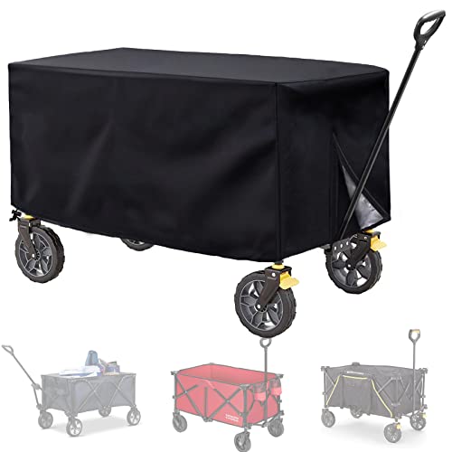 YOUSEEN Folding Wagon Cover, Garden Wagon Covers, D22 x W38 x H20, High Density Waterproof,Utility Wagon Cart Cover (Cover only) Black