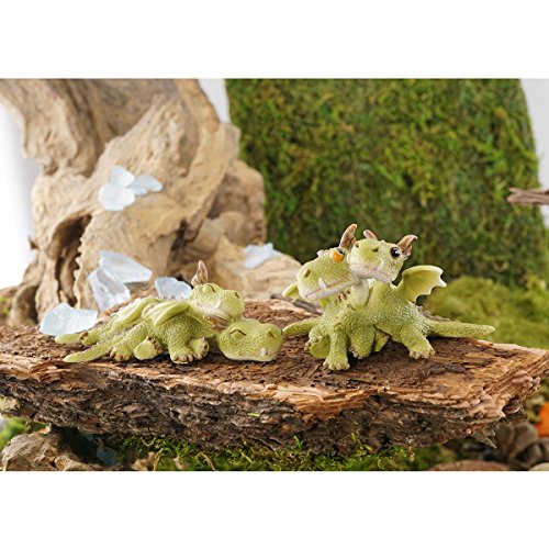 Top Collection Miniature Fairy Garden and Terrarium Mini Dragons Hugging Figurine, Green