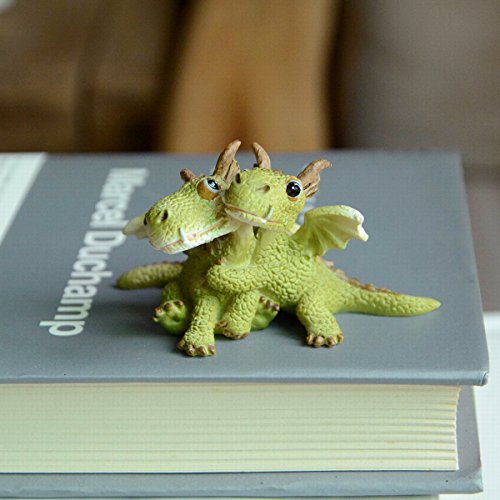 Top Collection Miniature Fairy Garden and Terrarium Mini Dragons Hugging Figurine, Green