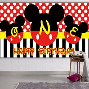 Mickey Backdrop, Mickey 1st Birthday Backdrop, Mickey Birthday Party Supplies, Large Mickey 1st Birthday Banner, Mickey Photography Background (6.6 x 3.3 ft)