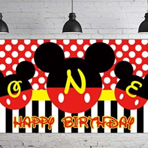 Mickey Backdrop, Mickey 1st Birthday Backdrop, Mickey Birthday Party Supplies, Large Mickey 1st Birthday Banner, Mickey Photography Background (6.6 x 3.3 ft)