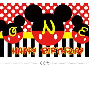 Mickey Backdrop, Mickey 1st Birthday Backdrop, Mickey Birthday Party Supplies, Large Mickey 1st Birthday Banner, Mickey Photography Background (6.6 x 3.3 ft)